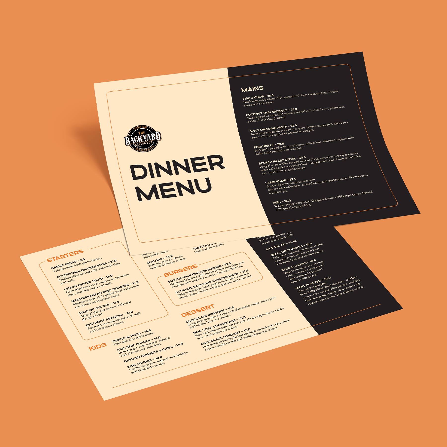 Bar Menu Design • The Backyard Bar